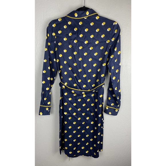 Boden | Dresses | Boden Dress Satin Navy Blue Yellow White Polka Dot ...